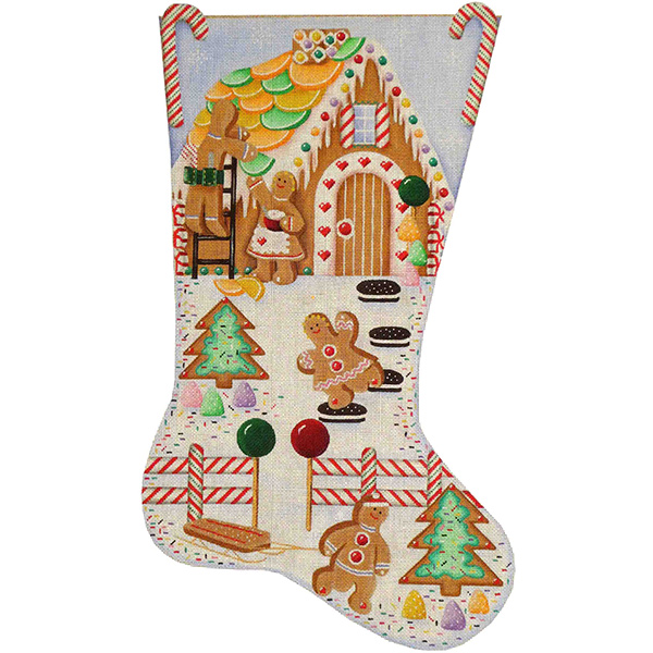 NeedlepointUS: Gingerbread Christmas Hand Painted Stocking Canvas from ...
